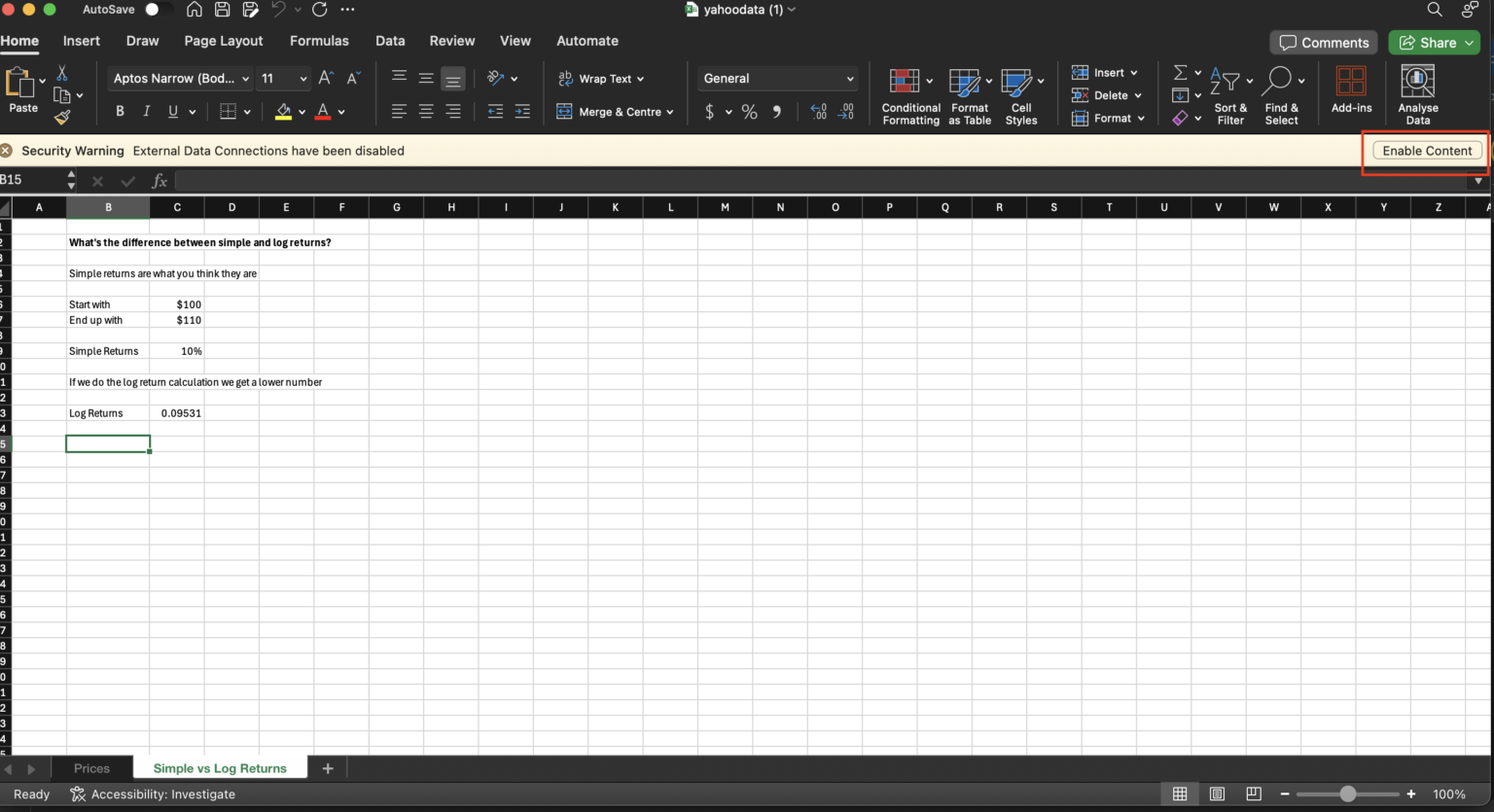Quick fix: Yahoo Finance data access with Excel - Robot Wealth